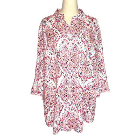 Chico's | Tops | New Chicos Linen Paisley Tunic Top Button Down Shirt ...
